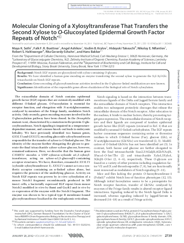 (PDF) Molecular Cloning of a Xylosyltransferase That Transfers the ...