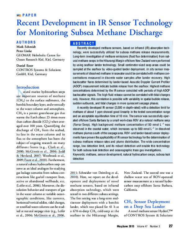 (PDF) Recent Development in IR Sensor Technology for Monitoring Subsea ...