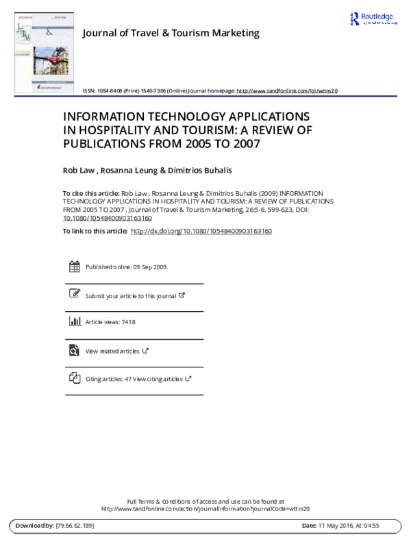 (PDF) Journal of Travel & Tourism Marketing INFORMATION TECHNOLOGY ...