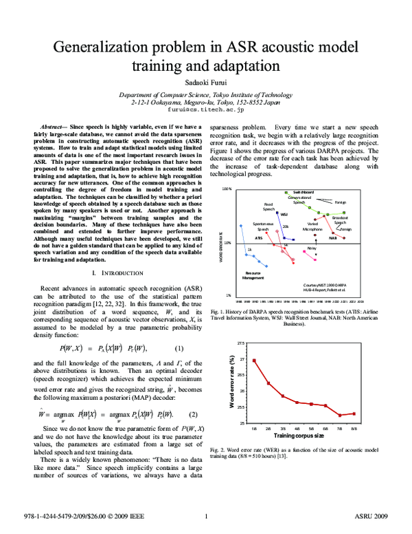 (PDF) Generalization problem in ASR acoustic model training and adaptation