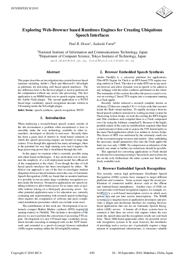(PDF) Exploring web-browser based runtimes engines for creating ubiquitous speech interfaces