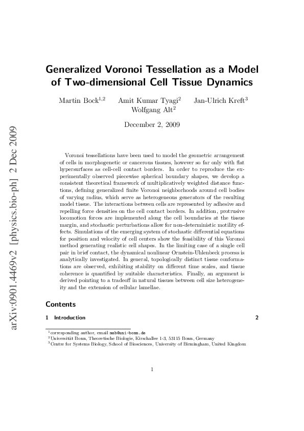 (PDF) Generalized Voronoi Tessellation as a Model of Two-dimensional ...