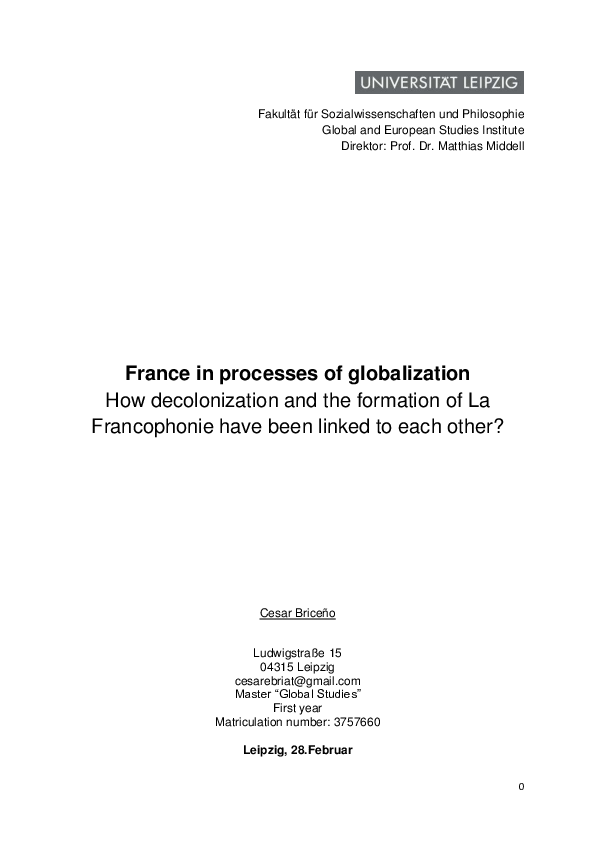 (PDF) France in processes of globalization How decolonization and the ...