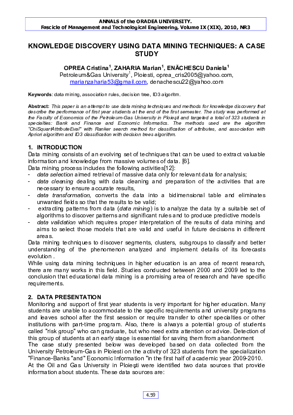 (PDF) Knowledge Discovery Using Data Mining Techniques: A Case Study