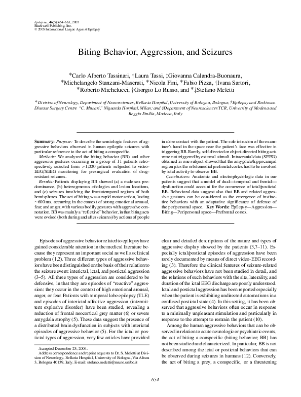 (PDF) Biting Behavior, Aggression, and Seizures