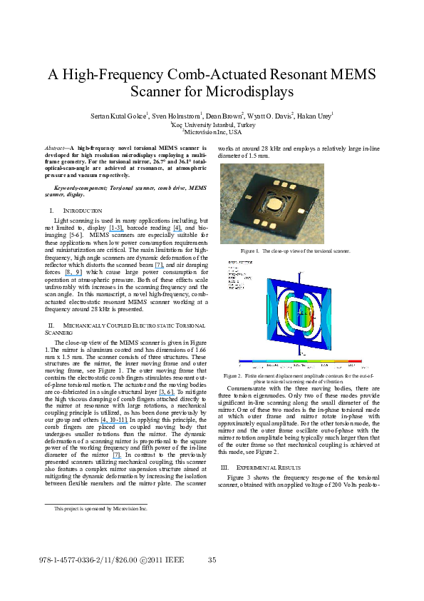 (PDF) A high-frequency comb-actuated resonant MEMS scanner for ...