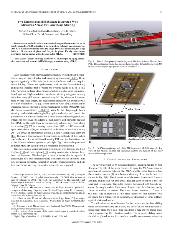 (PDF) Two-Dimensional MEMS Stage Integrated With Microlens Arrays for Laser Beam Steering