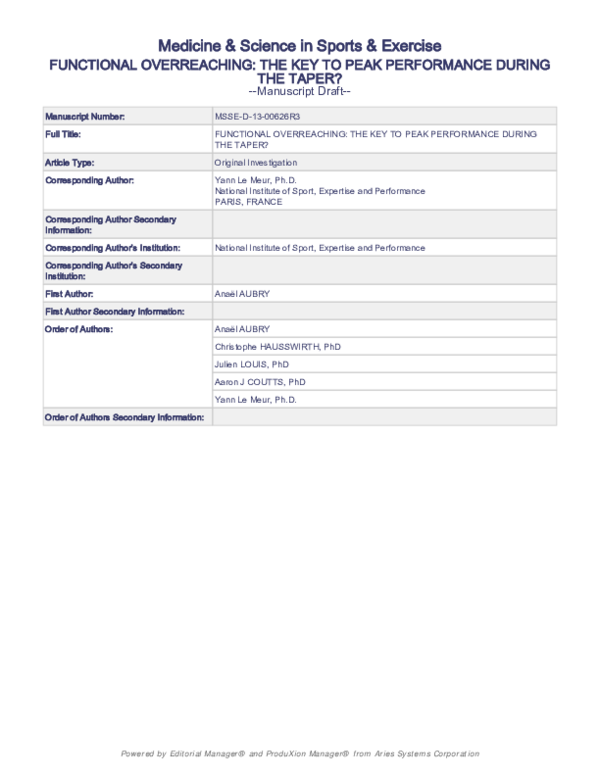 (PDF) Functional Overreaching