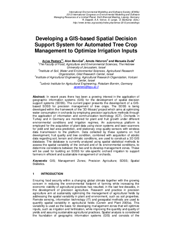 Pdf Developing A Gis Based Spatial Decision Support System For Automated Tree Crop Management