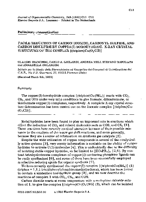 (PDF) Facile reduction of carbon dioxide, carbonyl sulfide, and carbon ...