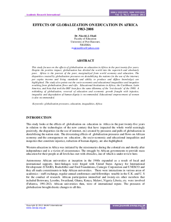 (PDF) Academic Research International EFFECTS OF GLOBALIZATION ON ...