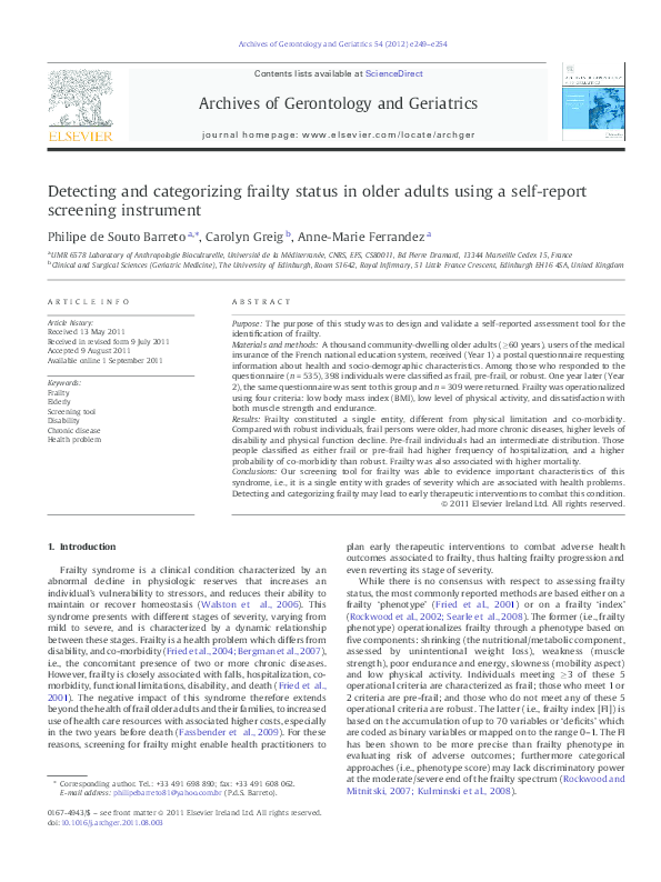 (PDF) Detecting and categorizing frailty status in older adults using a ...