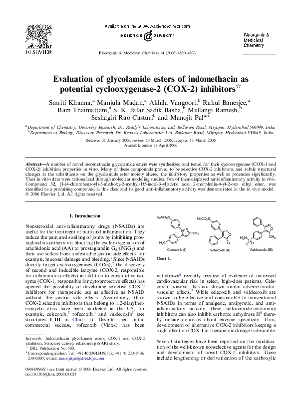 (PDF) Evaluation of glycolamide esters of indomethacin as potential ...