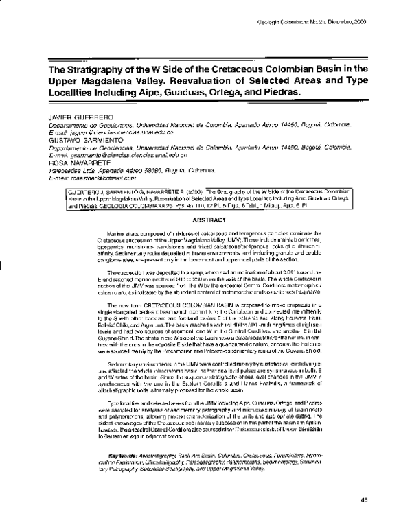 (PDF) The Stratigraphy of the W Side of the Cretaceous Colombian Basin ...