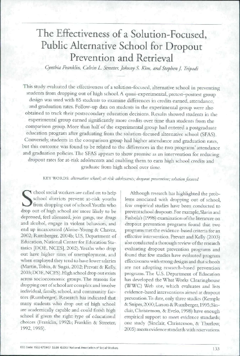 (PDF) The Effectiveness of a Solution-Focused, Public Alternative ...