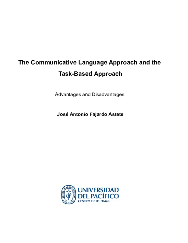 (DOC) The Communicative Language Approach and the Task-Based Approach ...