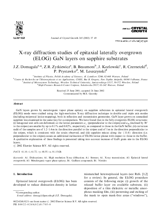 (PDF) X-ray diffraction studies of epitaxial laterally overgrown (ELOG ...