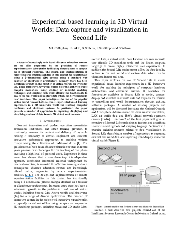 (PDF) Experiential based learning in 3D Virtual Worlds: Visualization ...