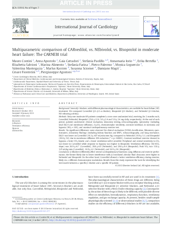 (PDF) Multiparametric comparison of CARvedilol, vs. NEbivolol, vs ...