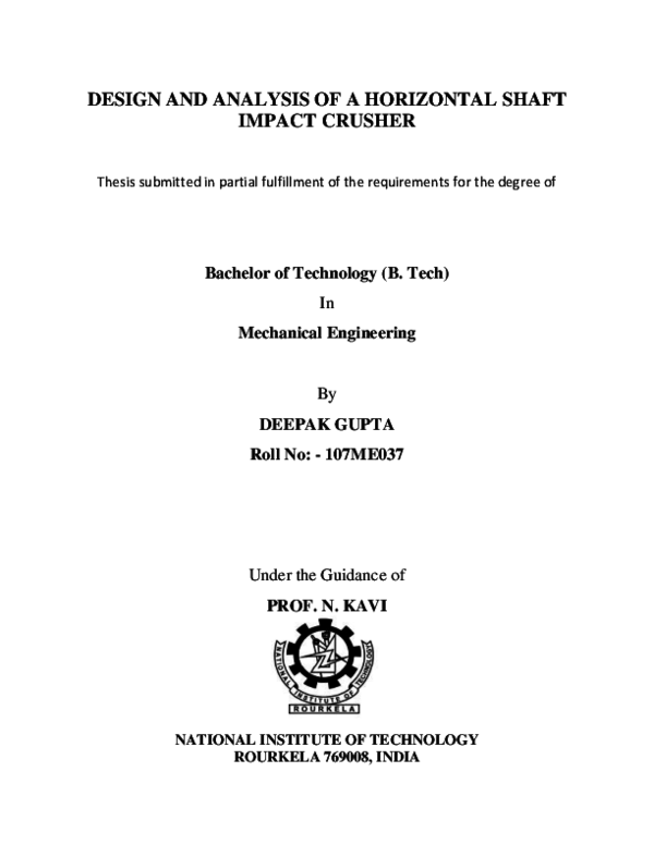 (PDF) DESIGN AND ANALYSIS OF A HORIZONTAL SHAFT IMPACT CRUSHER