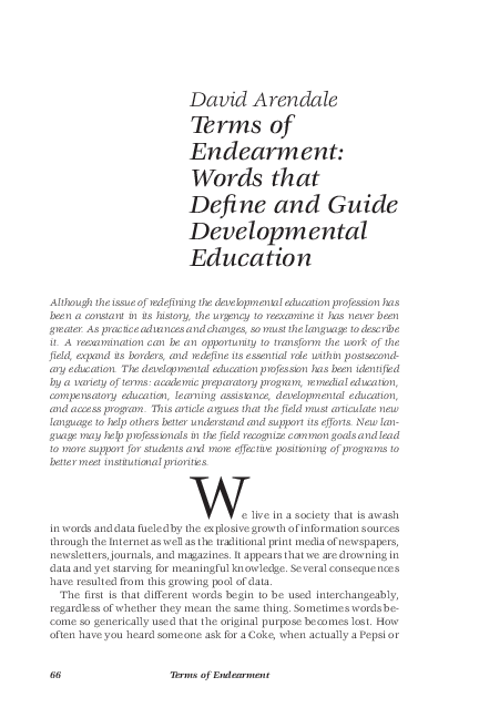 (PDF) Terms of Endearment: Words that Define and Guide Developmental ...