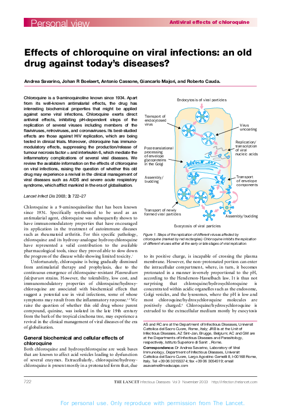 (PDF) Effects of chloroquine on viral infections: an old drug against ...