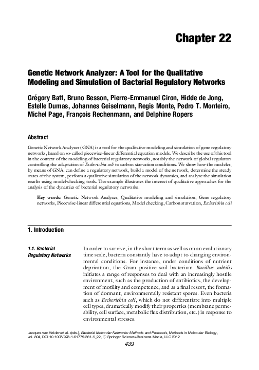 (PDF) Genetic Network Analyzer: A Tool for the Qualitative Modeling and Simulation of Bacterial ...