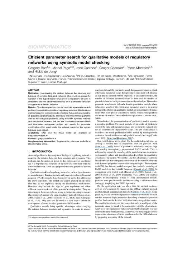 (PDF) Efficient parameter search for qualitative models of regulatory networks using symbolic ...
