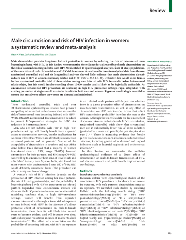 (PDF) Male circumcision and risk of HIV infection in women: a ...