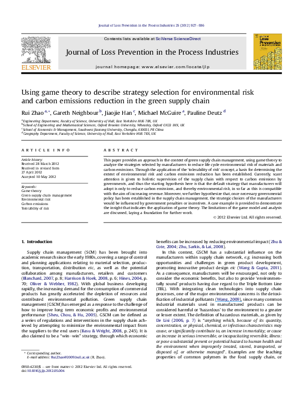 Pdf Using Game Theory To Describe Strategy Selection For