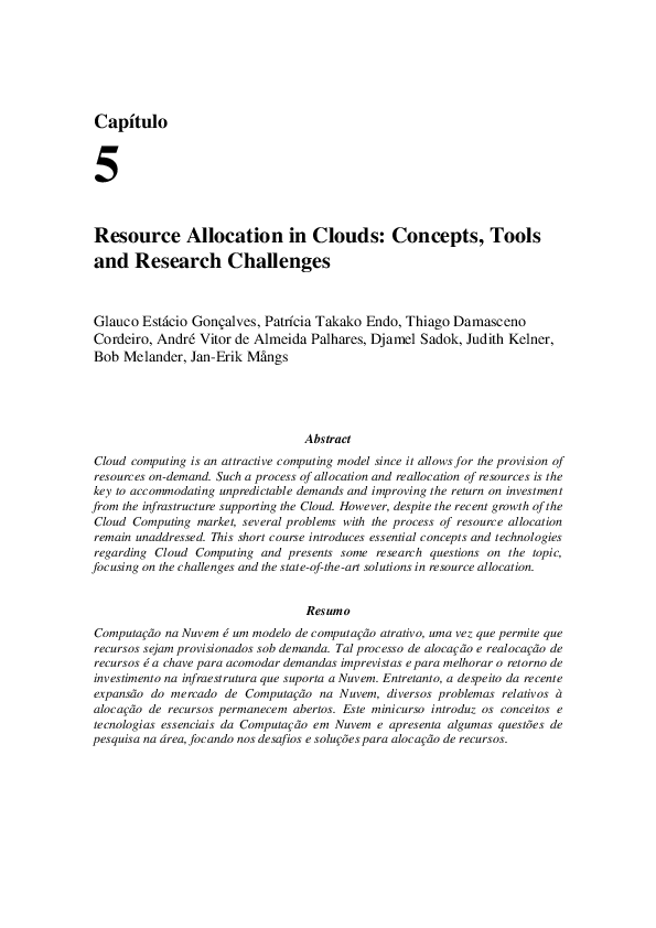 (PDF) Resource Allocation in Clouds: Concepts, Tools and Research ...