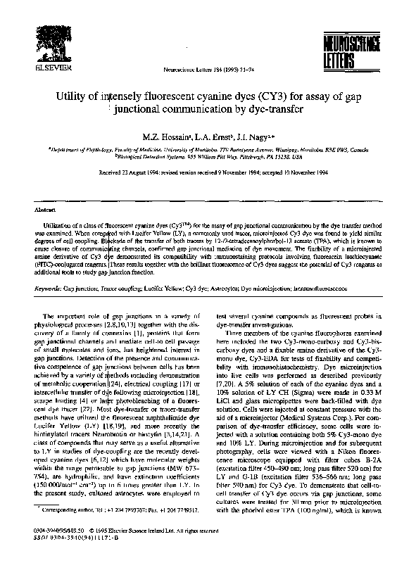 (PDF) Utility of intensely fluorescent cyanine dyes (CY3) for assay of ...