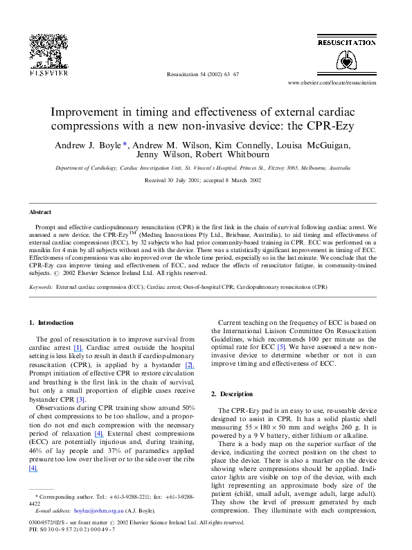 (PDF) Improvement in timing and effectiveness of external cardiac ...