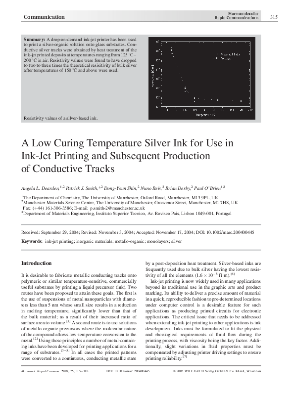 (PDF) A Low Curing Temperature Silver Ink for Use in Ink-Jet Printing ...