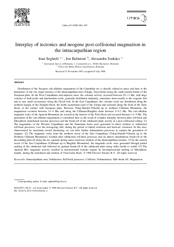 (PDF) Interplay of tectonics and neogene post-collisional magmatism in ...