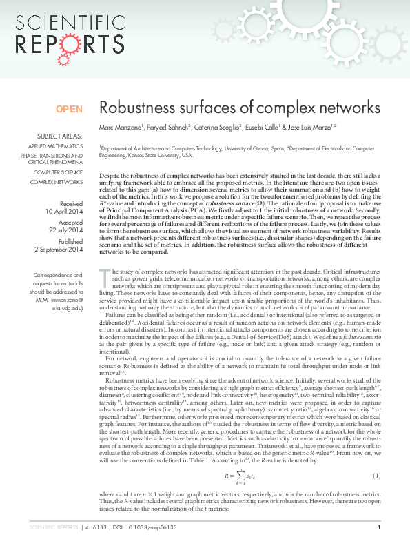 (PDF) Robustness surfaces of complex networks