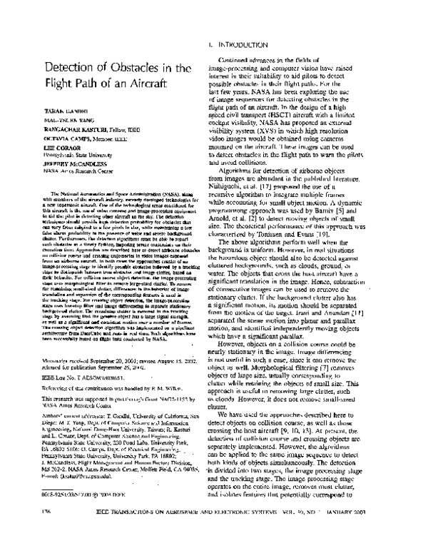 Pdf Detection Of Obstacles In The Flight Path Of An Aircraft