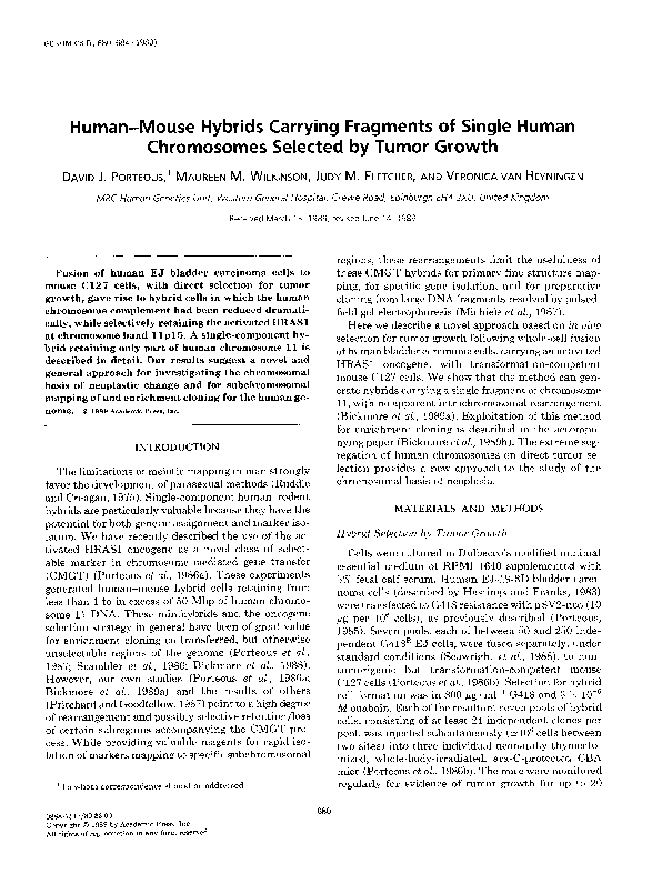 (PDF) Human-mouse hybrids carrying fragments of single human ...