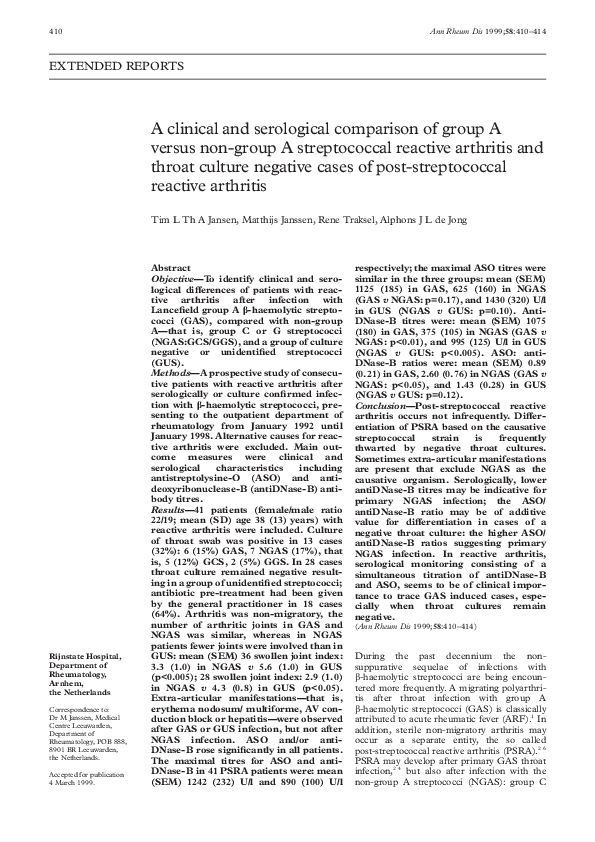 (PDF) A clinical and serological comparison of group A versus non-group ...