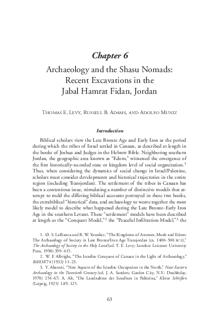 (PDF) Archaeology and the Shasu Nomads: Recent Excavations in the Jabal ...