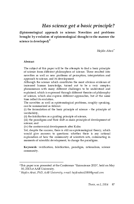 (PDF) Has science got a basic principle