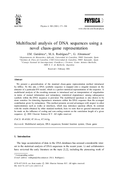 (PDF) Multifractal analysis of DNA sequences using a novel chaos-game representation