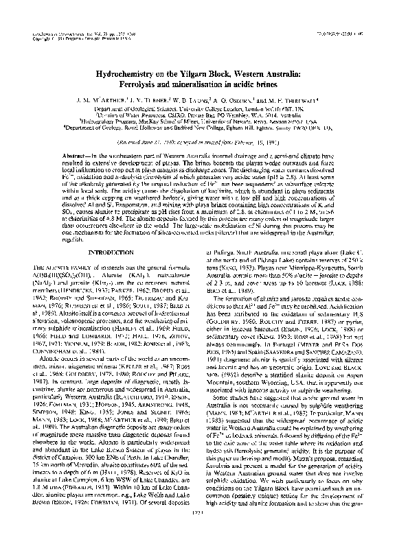 (PDF) Hydrochemistry on the yilgarn block, western Australia ...