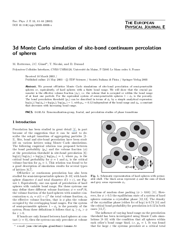 (PDF) 3d Monte Carlo simulation of site-bond continuum percolation of ...