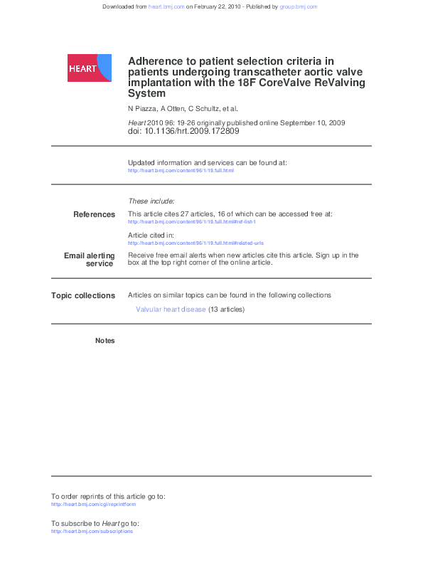 (PDF) Adherence to patient selection criteria in patients undergoing transcatheter aortic valve ...