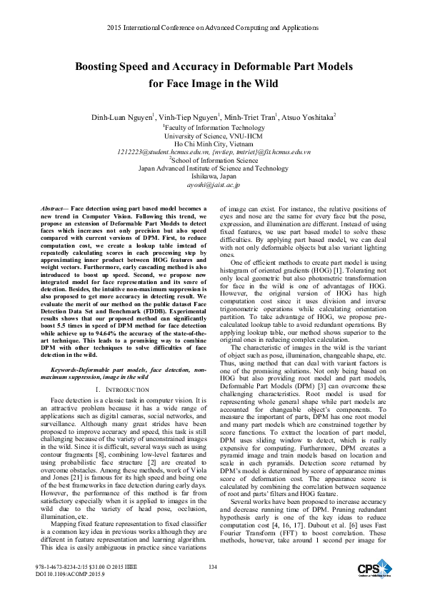 (PDF) Boosting Speed and Accuracy in Deformable Part Models for Face Image in the Wild