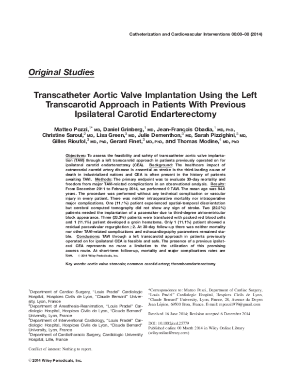 (PDF) Transcatheter aortic valve implantation using the left ...