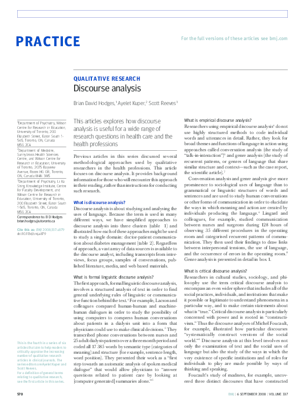 (PDF) Discourse analysis