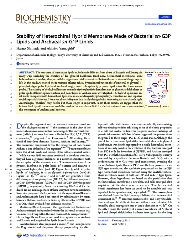 (PDF) Stability of Heterochiral Hybrid Membrane Made of Bacterial sn ...