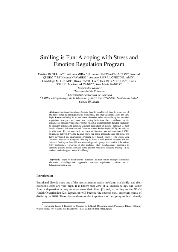 (PDF) Smiling is fun: A coping with stress and emotion regulation program